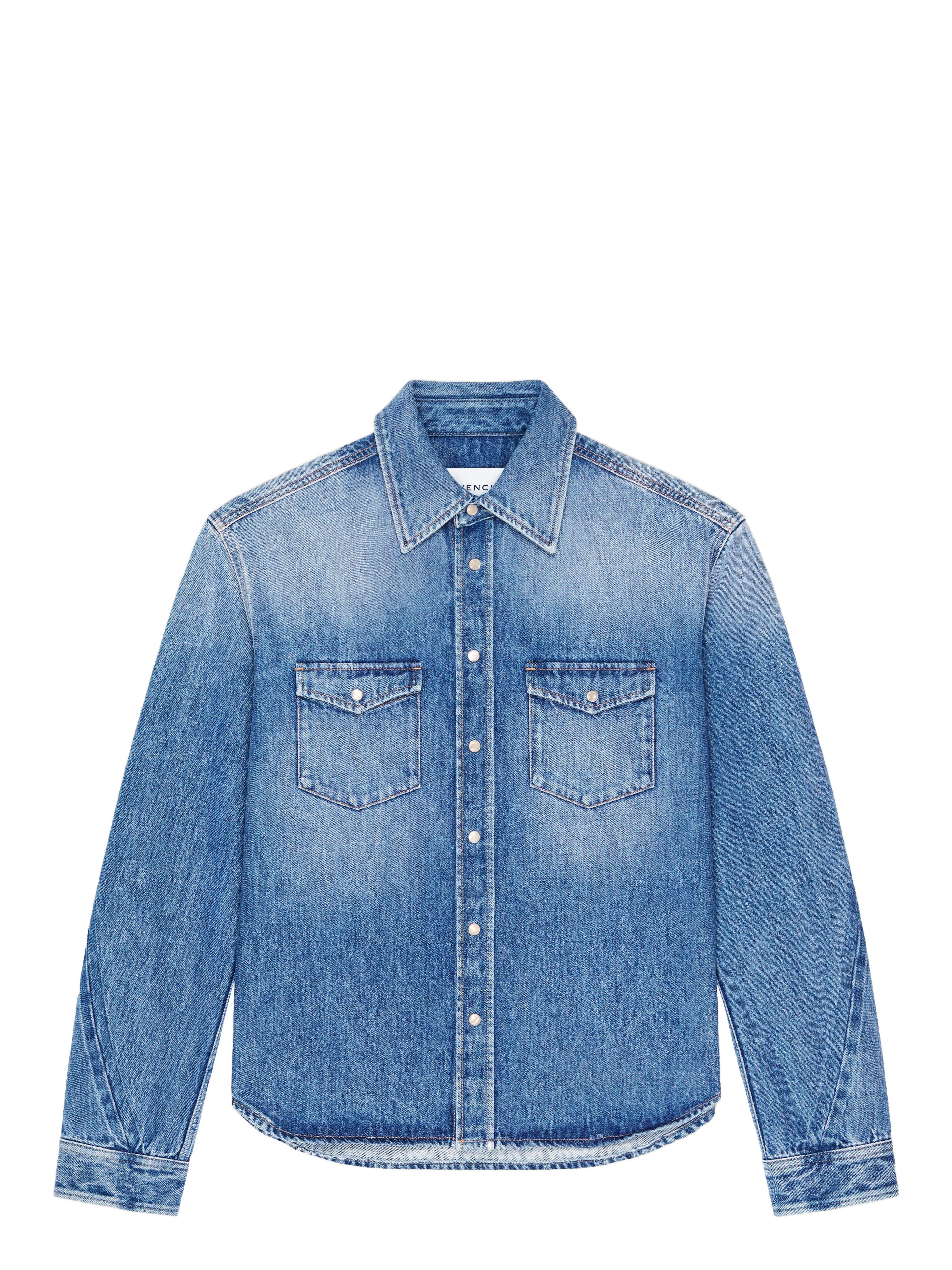 GIVENCHY couture seam shirt in shadow washed denim